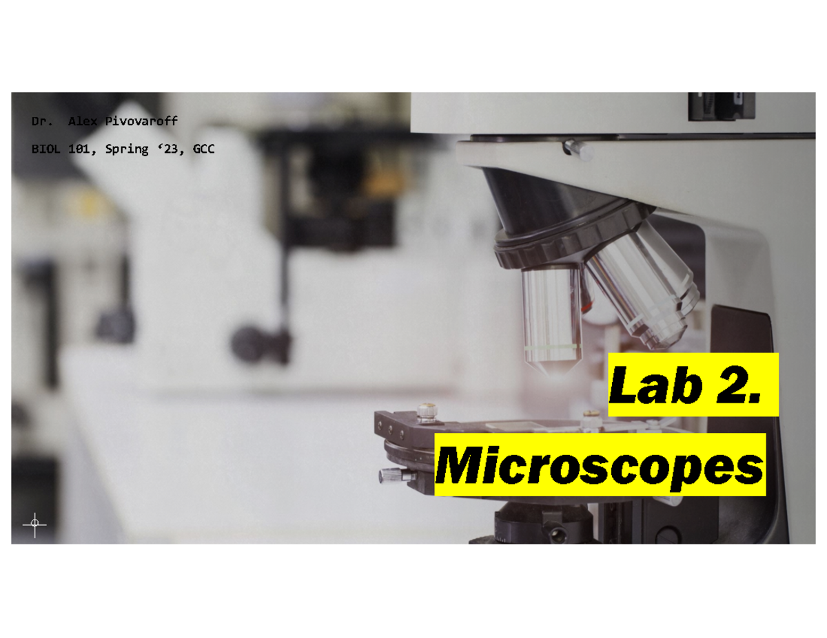 BIOL101 Lab 2: Understanding Microscopes and Their Functions - Studocu