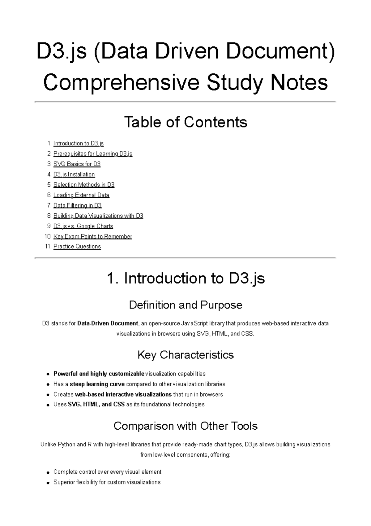 D3.js (Data Driven Document) Enhanced Study Notes for Mastery - Studocu