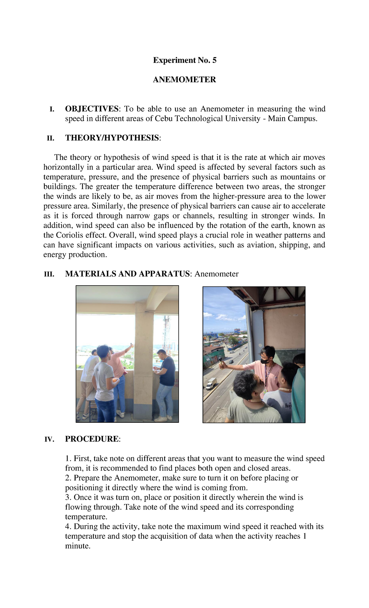 CTU - MC Experiment No. 5: Anemometer for Wind Speed Measurement - Studocu