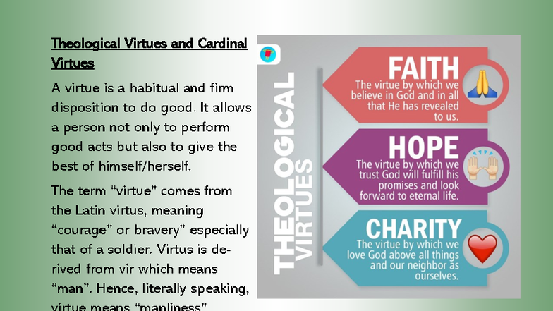 Theological and Cardinal Virtues: A Study on Christian Commitment - Studocu
