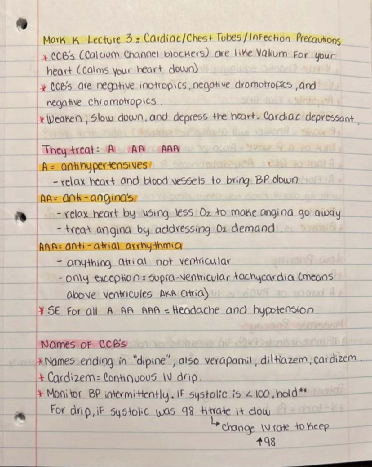 Lecture 3: Cardiac, Chest Tubes & Infection Precautions (NUR 399) - Studocu