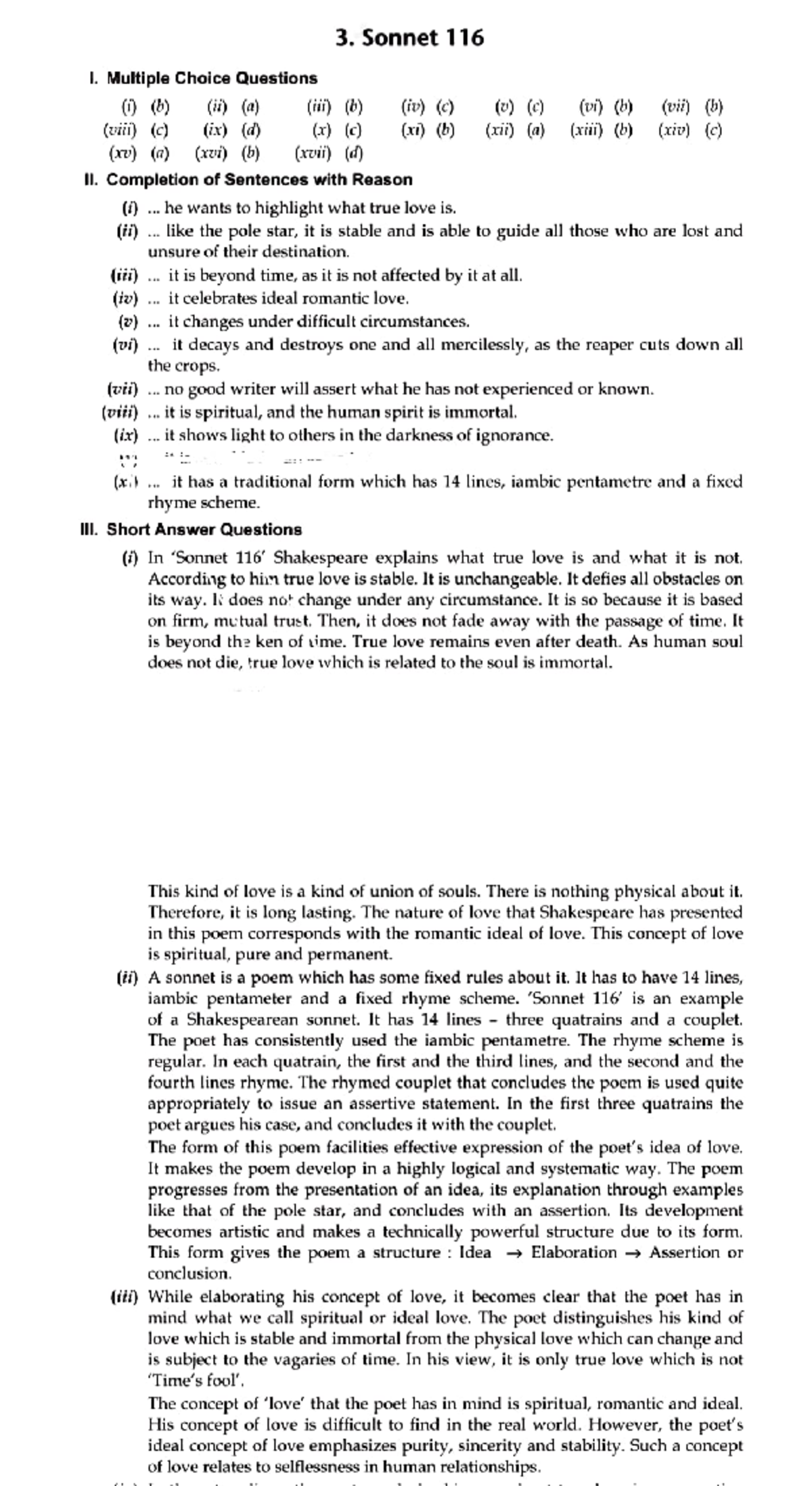 Sonnet 116 (Final Exam) - Multiple Choice & Short Answer Questions ...