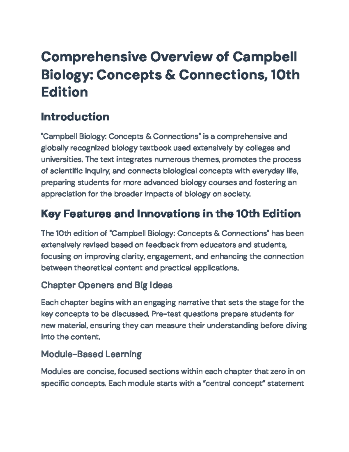 Comprehensive Overview of Campbell Biology: Concepts & Connections ...