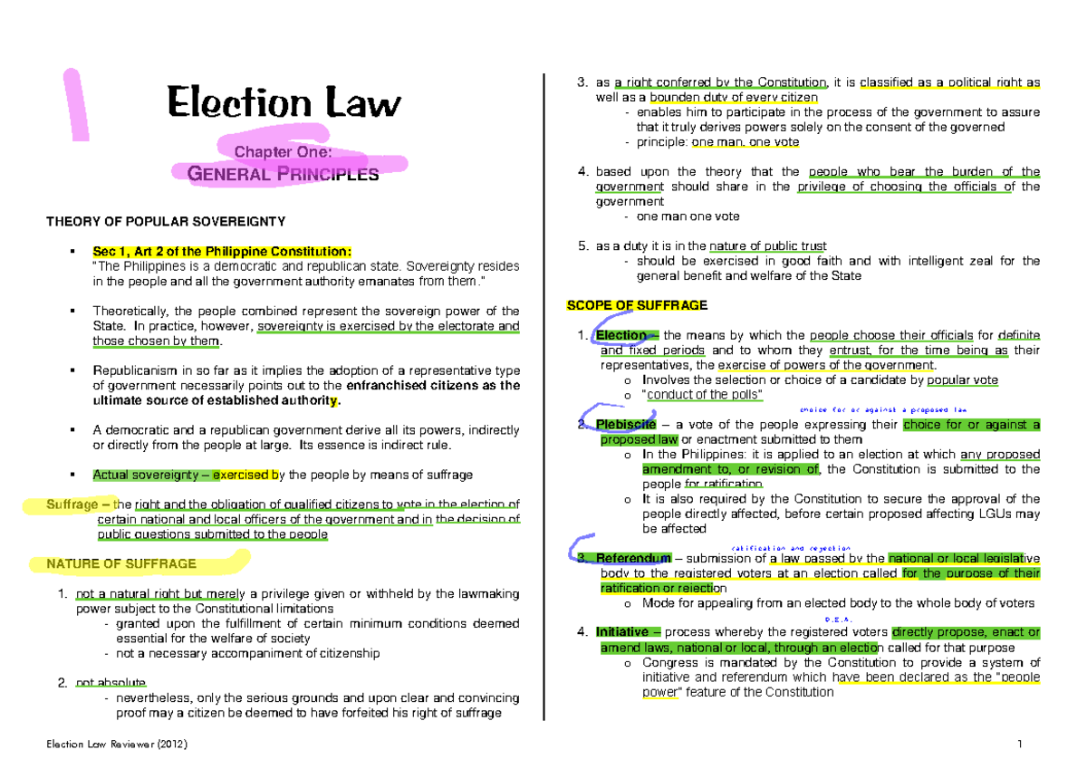 318153805 Election Law De Leon pdf - Election Law Chapter One: GENERAL ...