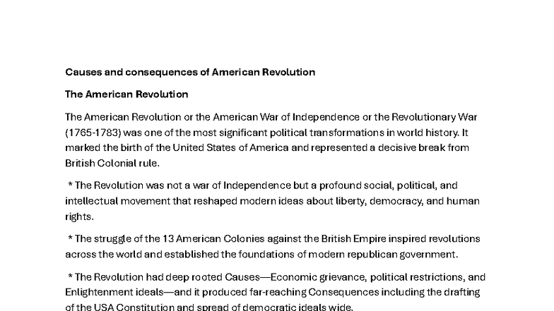 Causes and Consequences of the American Revolution: A Comprehensive ...