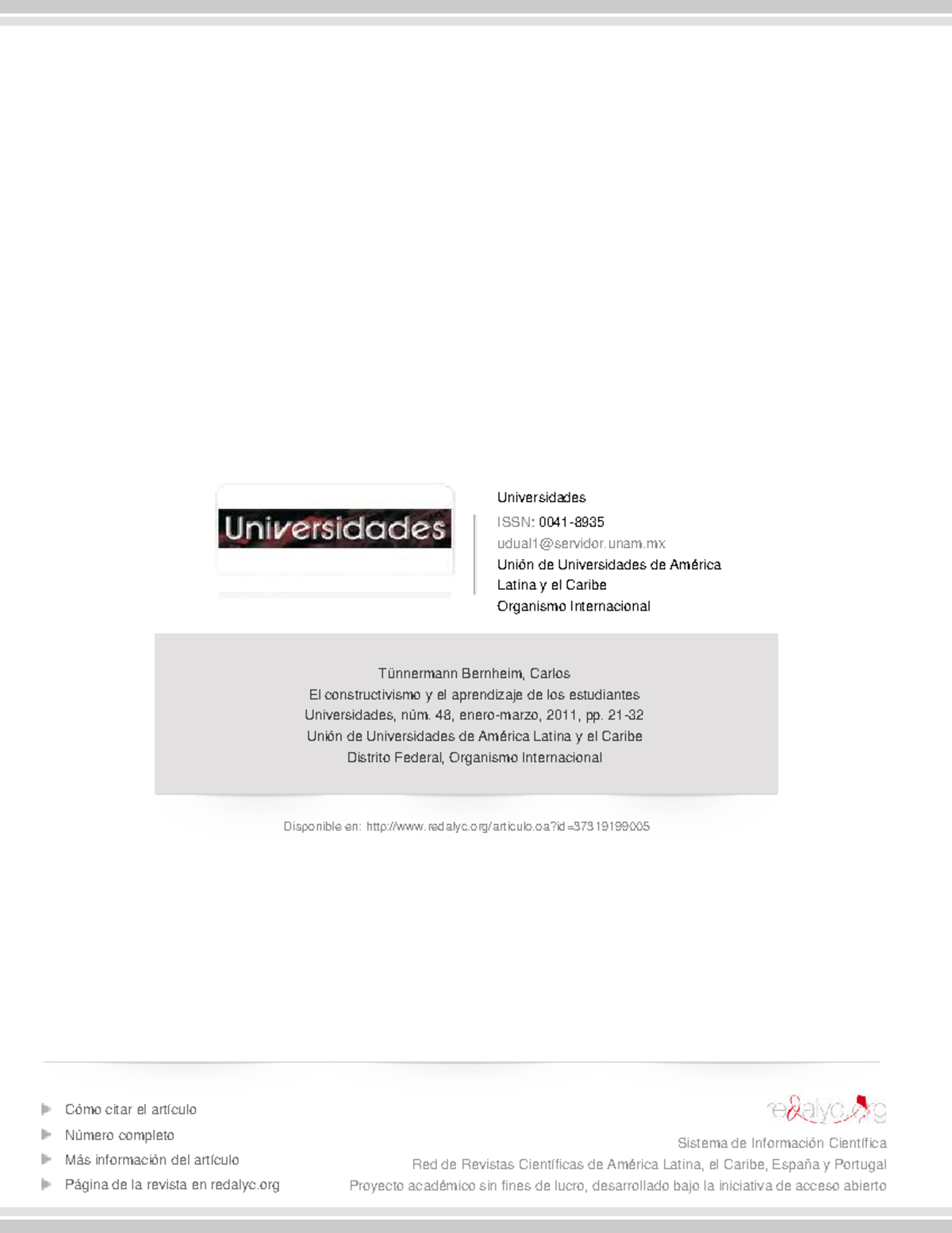 El Constructivismo y el Aprendizaje Estudiantil - UDUAL, México, 2011 ...