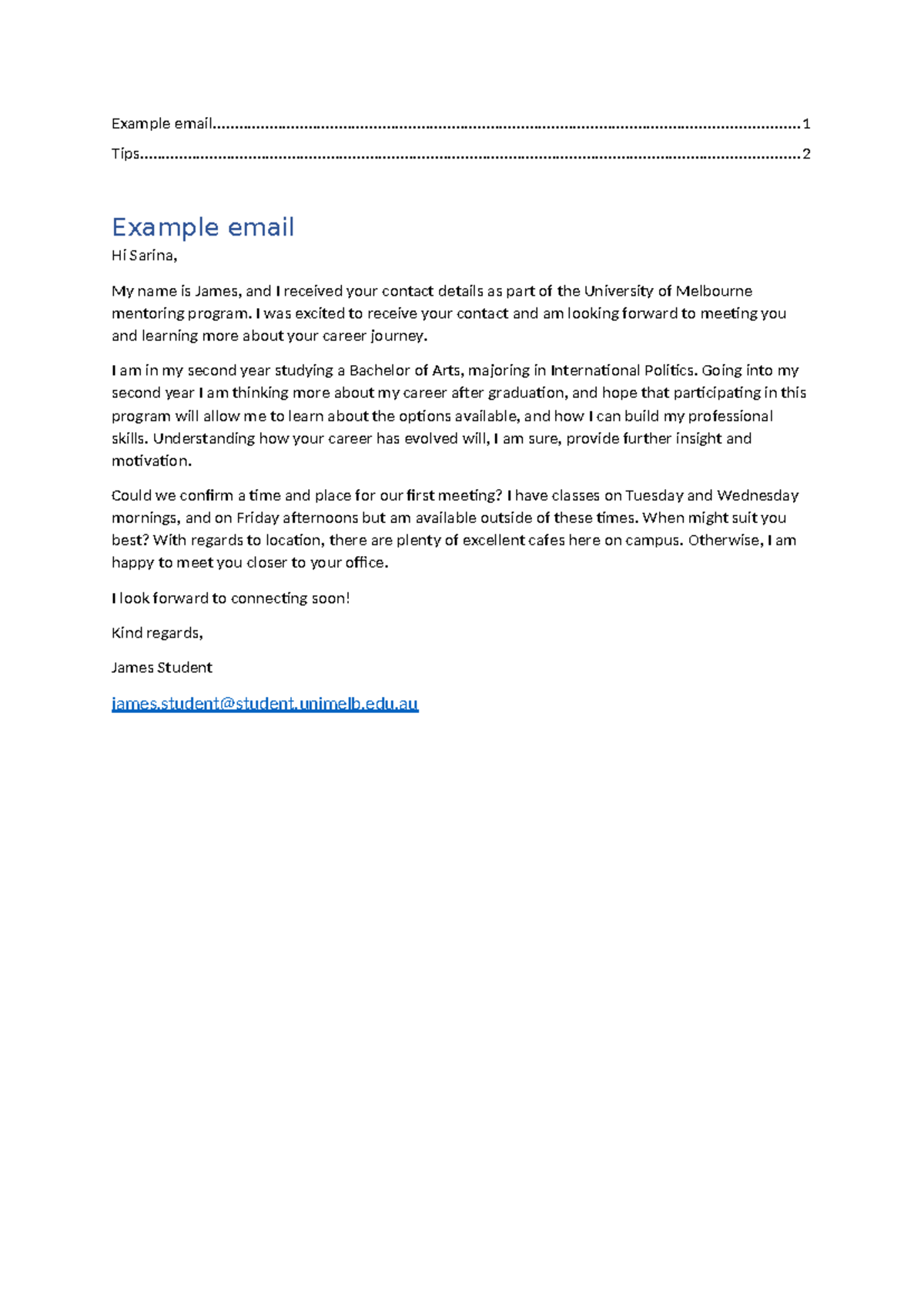 How to Reach Out to Your Mentor: Sample Email Guide - Studocu