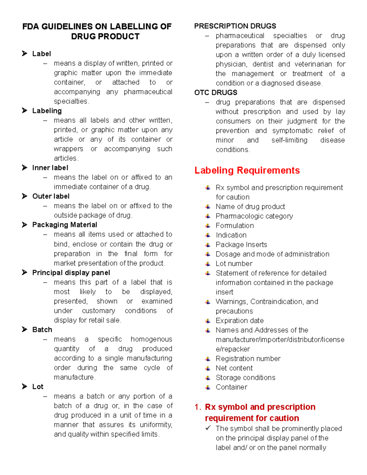 FDA Guidelines ON Labelling OF DRUG Product - FDA GUIDELINES ON ...