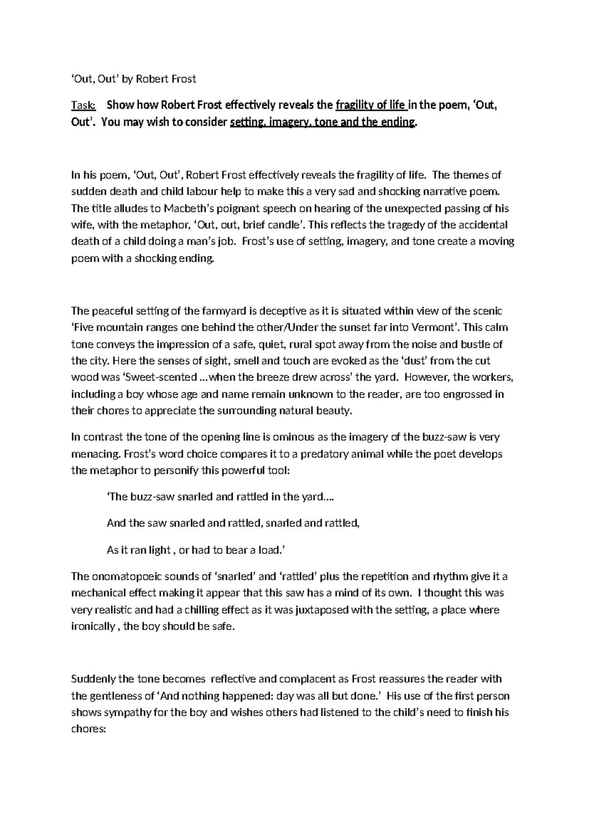 Robert Frost's Poem Analysis: The Fragility of Life in "Out, Out ...