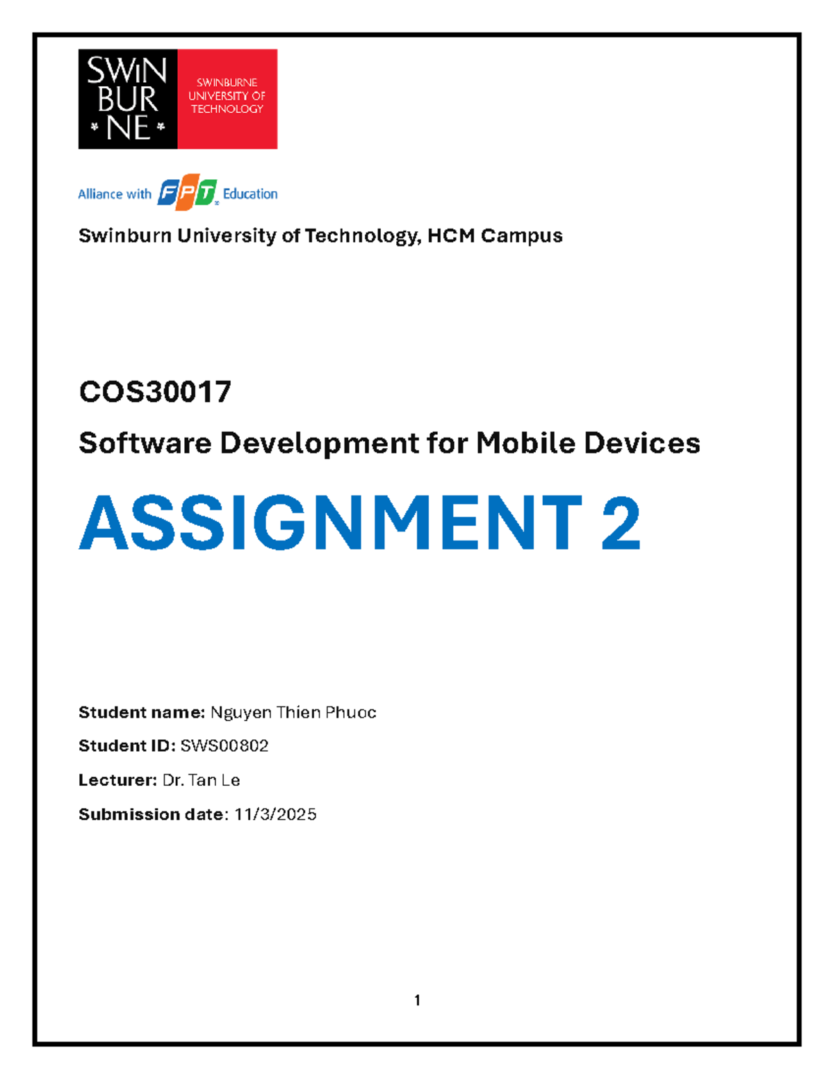 COS30017 - Assignment 2: Development of Musture Mobile App - Studocu