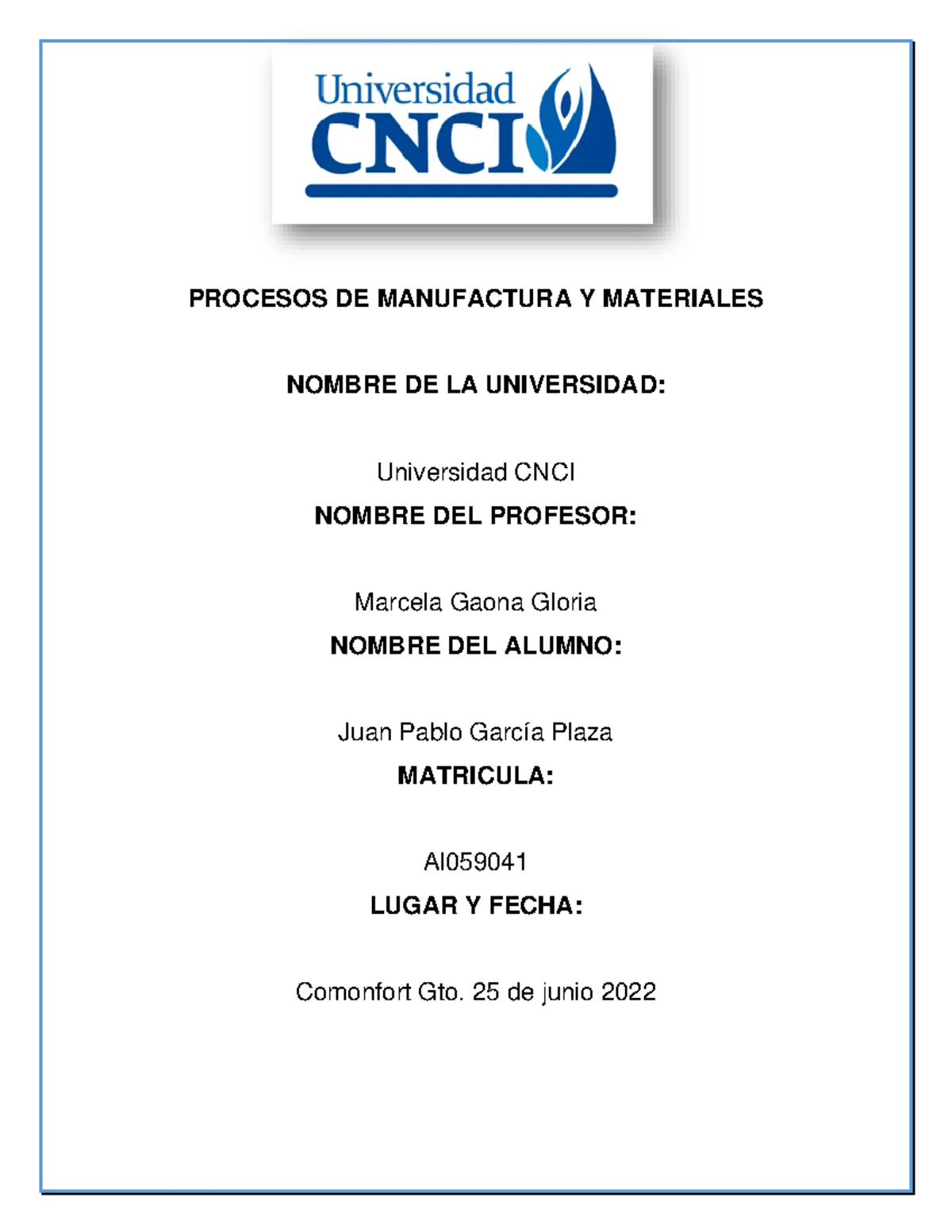 Actividad 1: Procesos de Manufactura y Materiales - Ing. Gestión Empresarial - Studocu