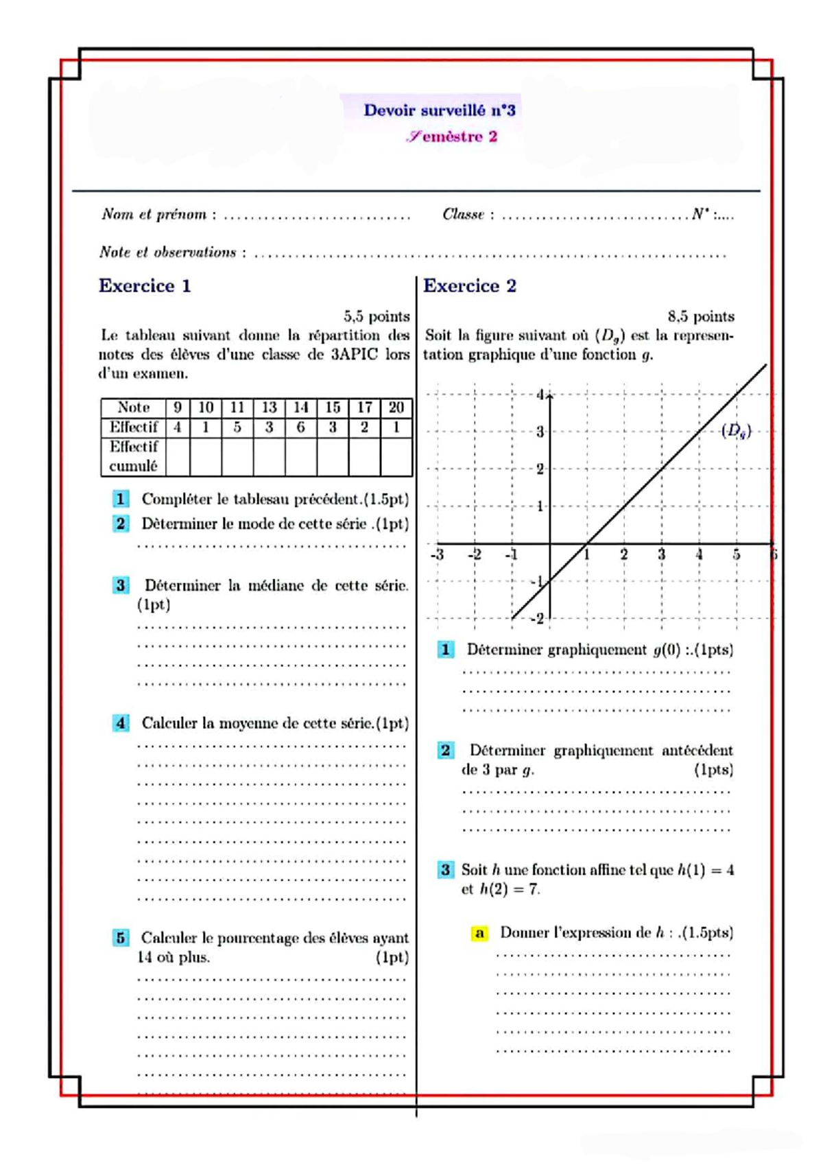 Devoir Surveillé - Maths Cc3 - Examen Semestre 2 3APIC - Studocu