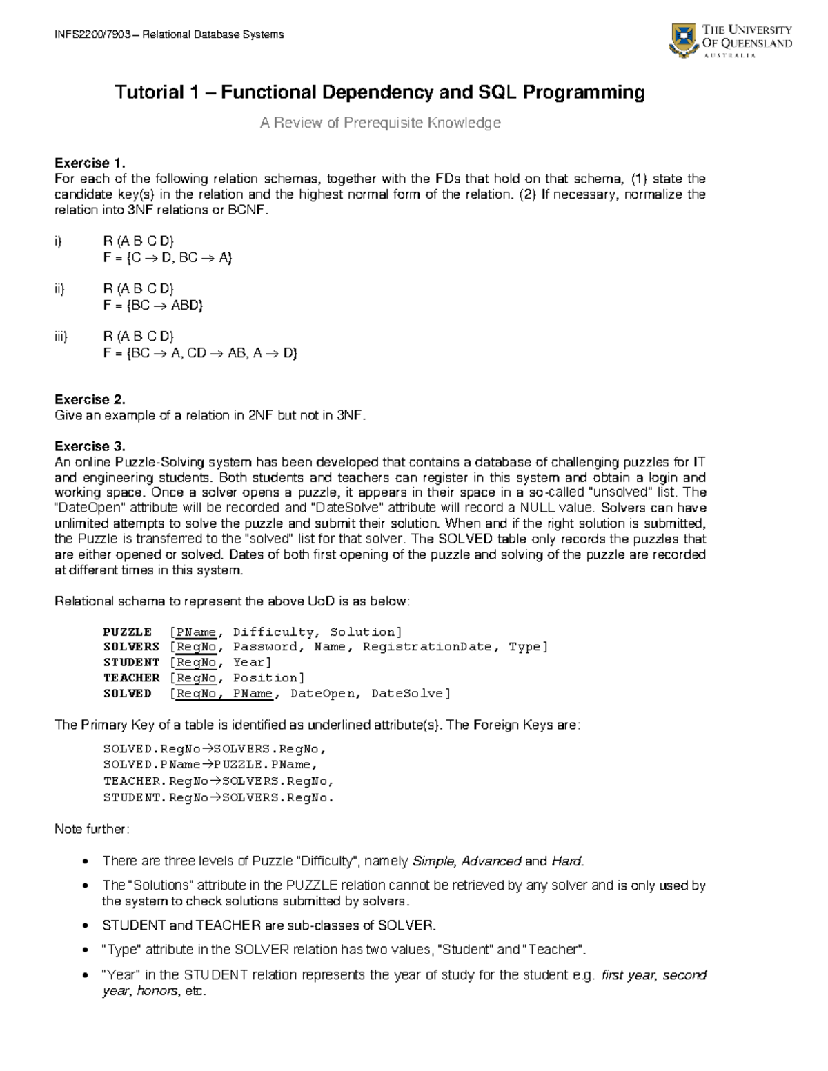 Tutorial 1: Functional Dependency & SQL Programming (DBS 101) - Studocu