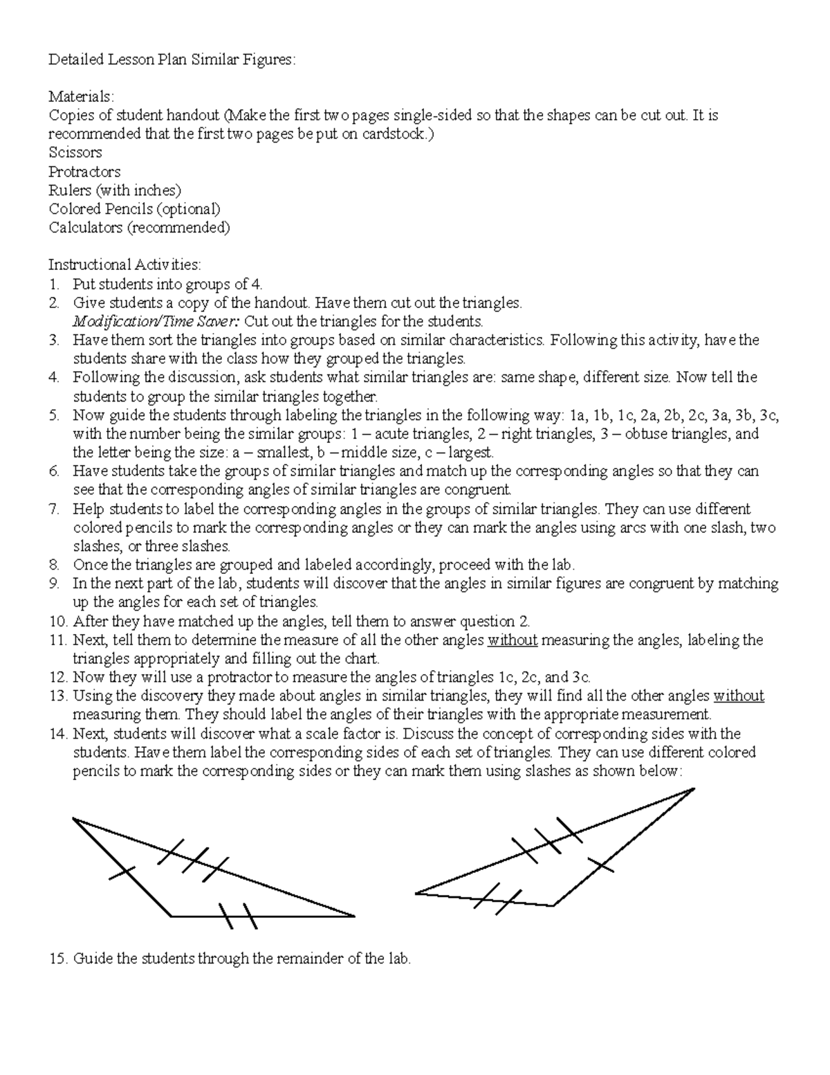 Detailed Lesson Plan Similar Figures - Detailed Lesson Plan Similar ...