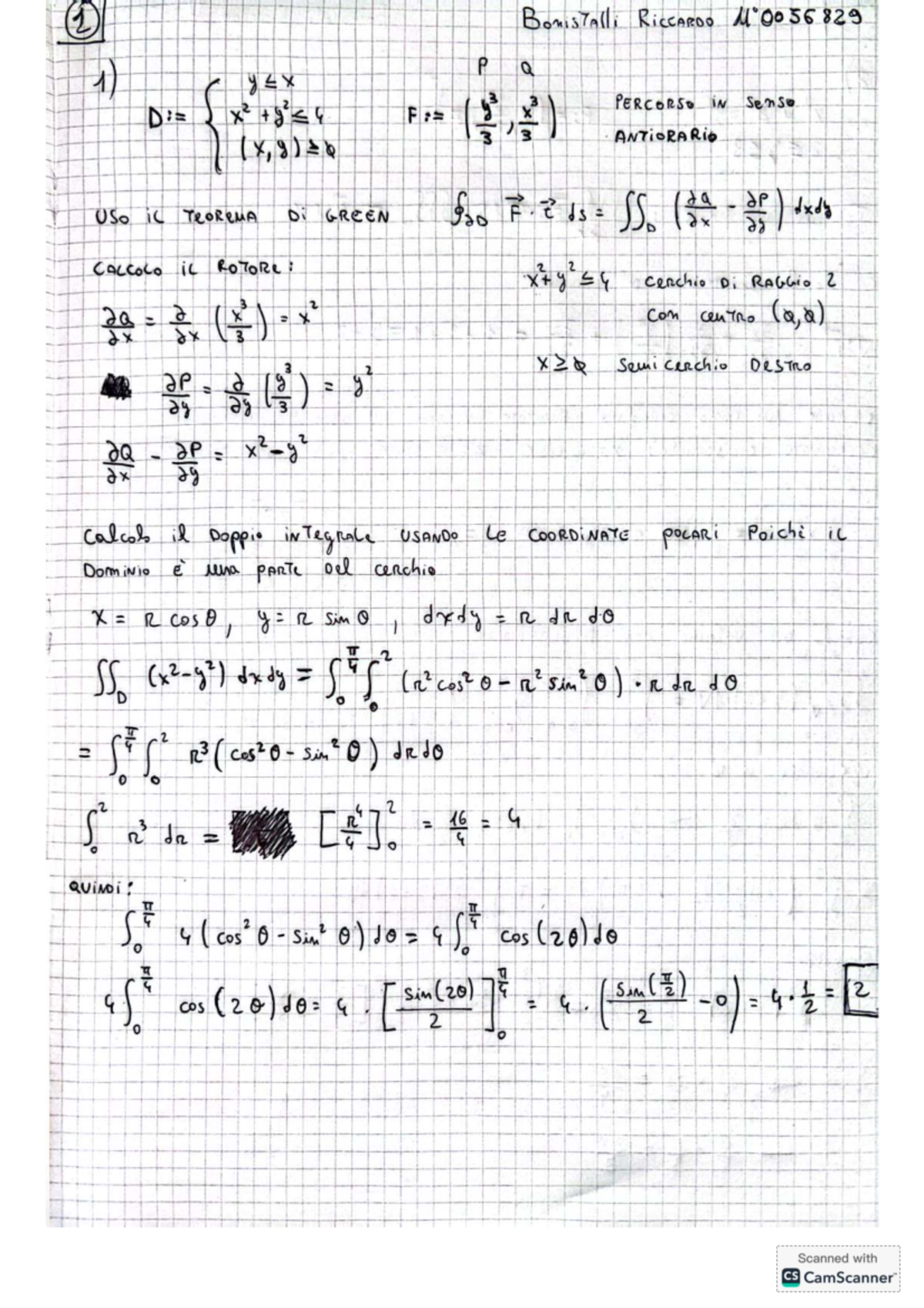 Esame di Matematica III - Calcolo Integrale e Teoremi di Gauss e Green ...