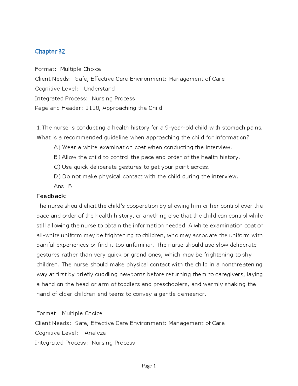 OB Test bank - growth and development of toddler outline motor skills ...