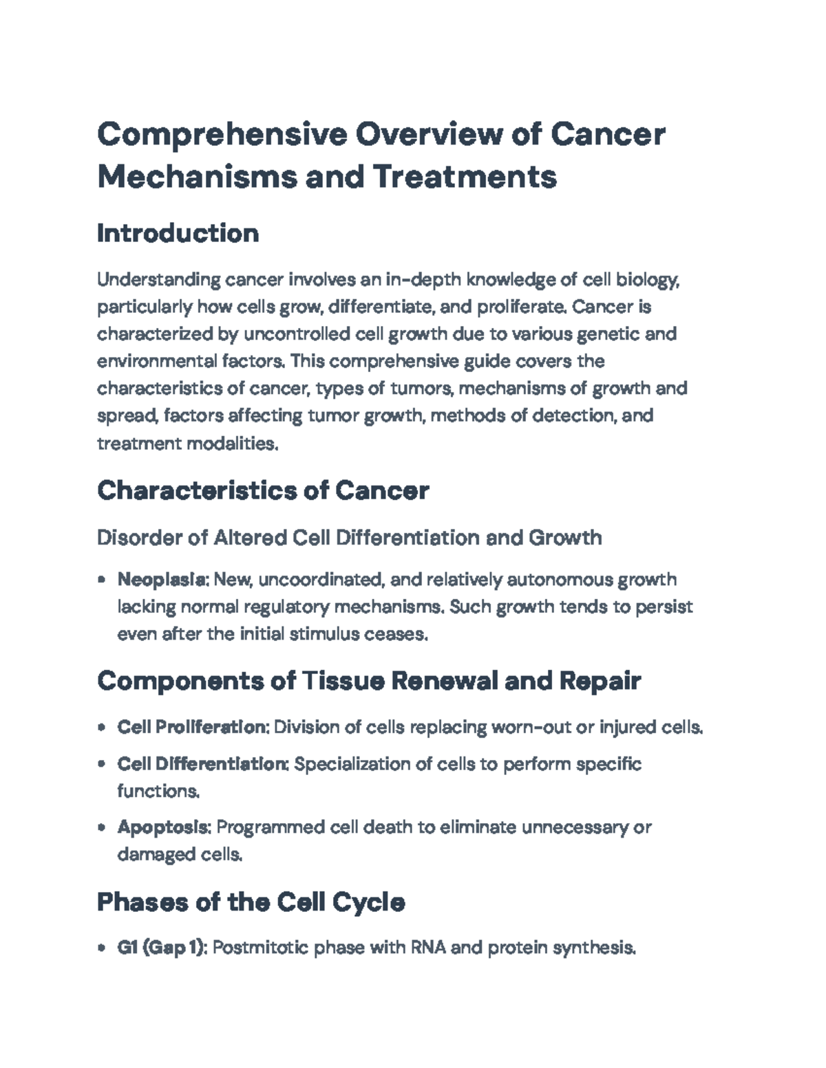 Comprehensive Guide to Cancer: Mechanisms, Types, and Treatments - Comprehensive Overview of ...