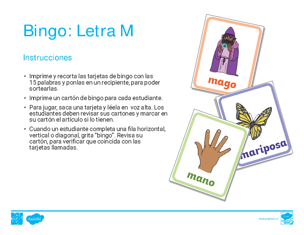 Bingo Letra M: Actividad Divertida para Niños - Studocu