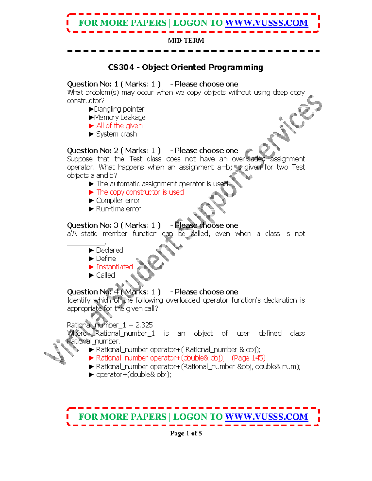 CS304 Object Oriented Programming Solved Midterm Exam Paper 2 - Studocu