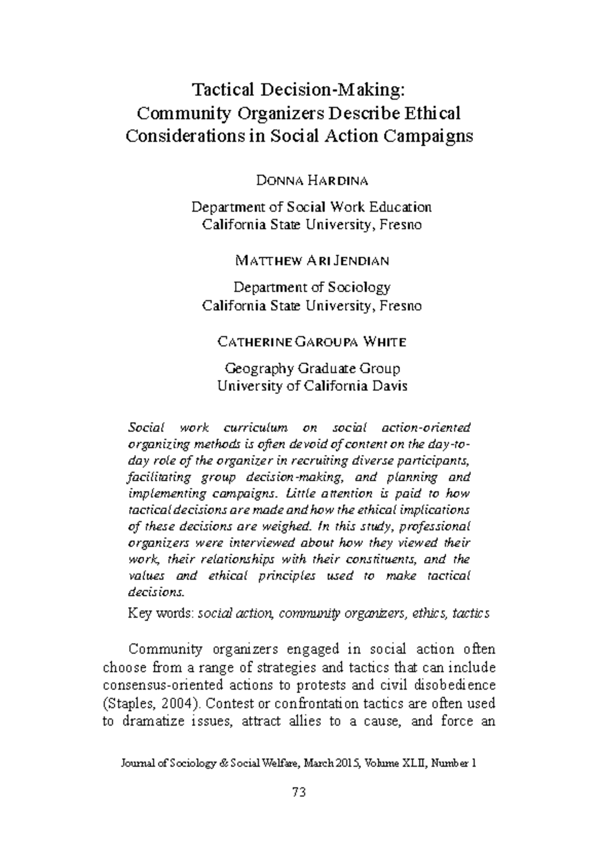 Tactical Decision-Making in Community Organizing: Ethical Insights ...