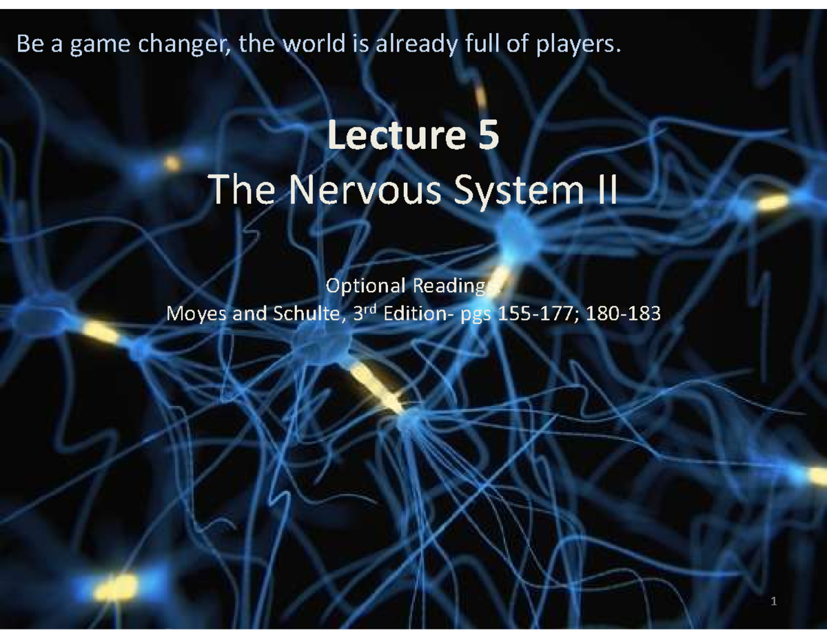 Lecture 5: The Nervous System II - Key Concepts and Readings - Studocu