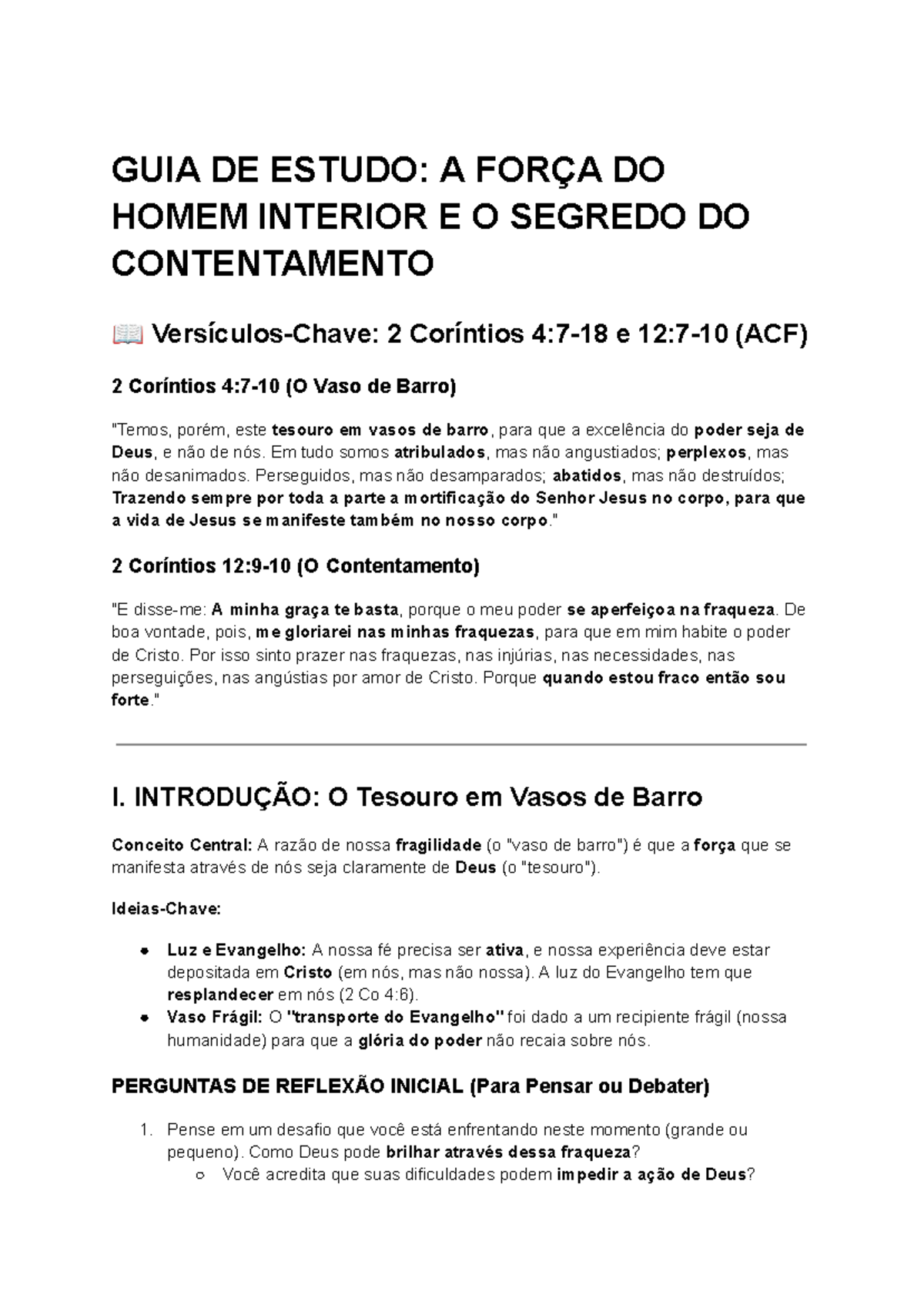 GUIA DE ESTUDO: A Força do Homem Interior e o Segredo do Contentamento ...