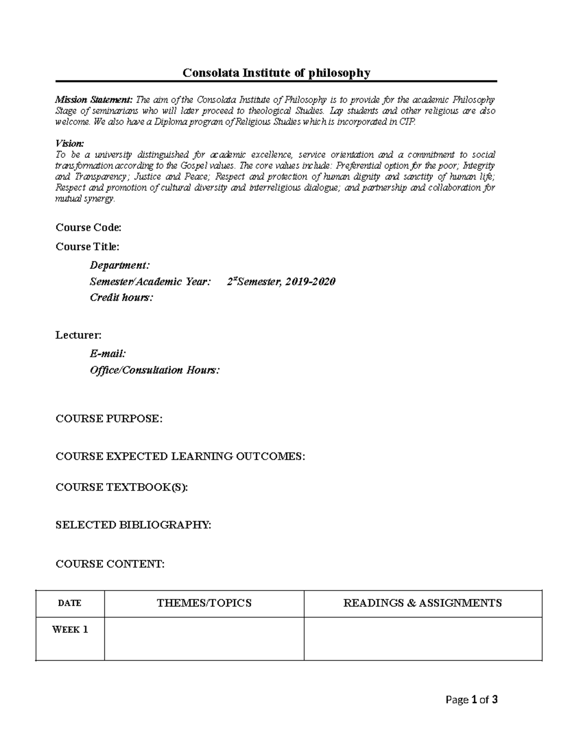 CIP Course Outline Guide: Philosophy & Religious Studies Notes - Studocu