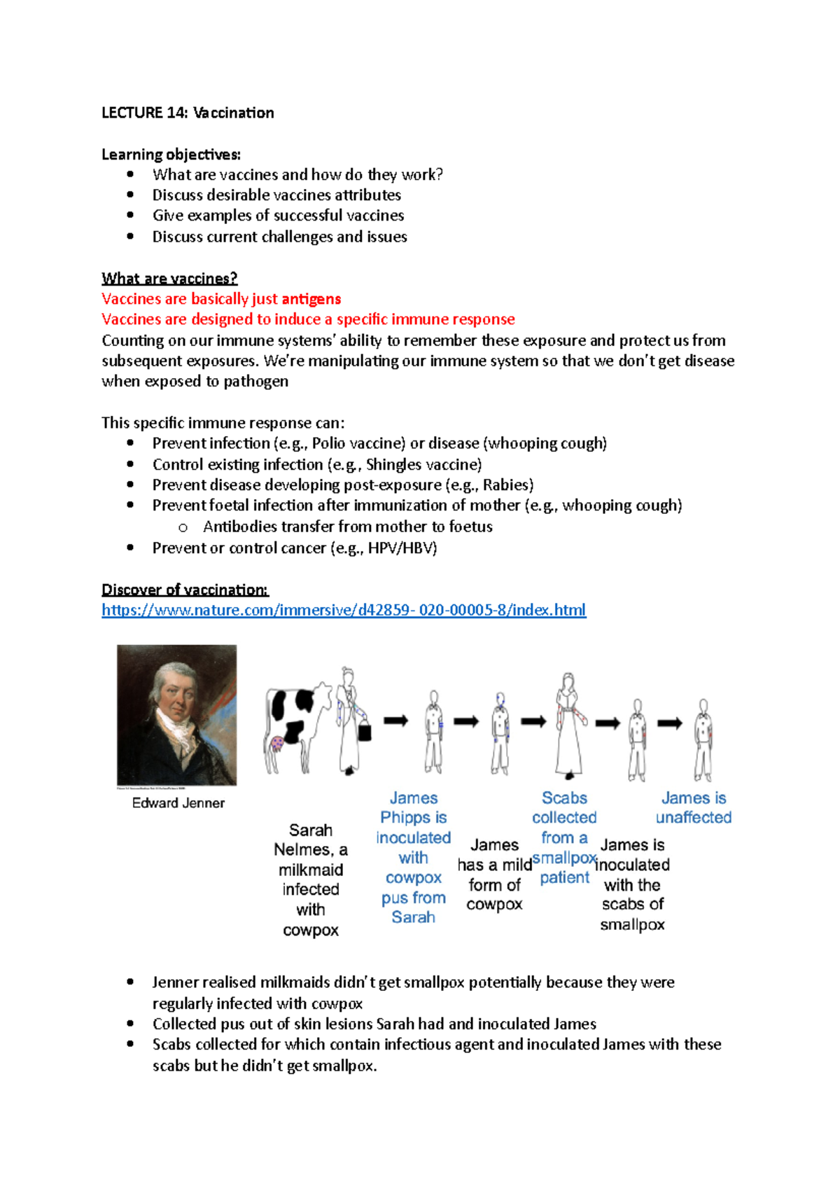 Vaccination Lecture Notes - Overview of Immune Response and Challenges ...