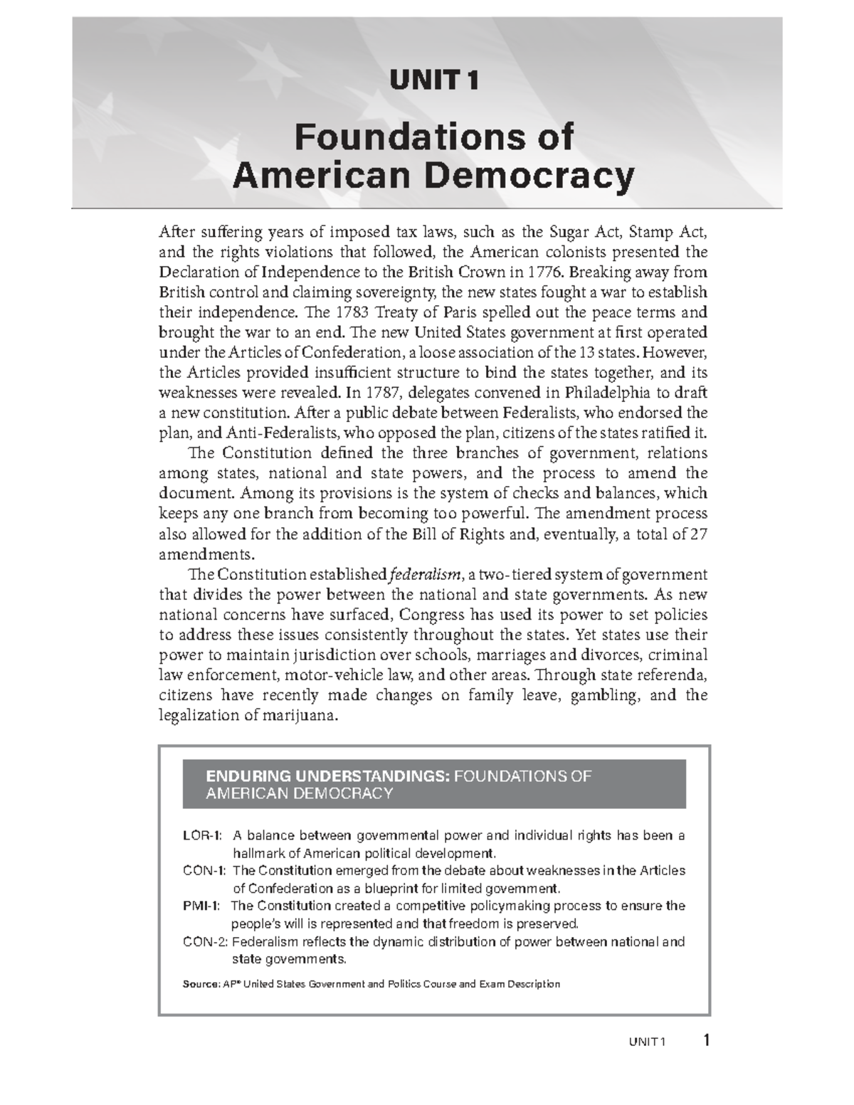 UNIT 1: Foundations of American Democracy - Key Concepts & Documents ...