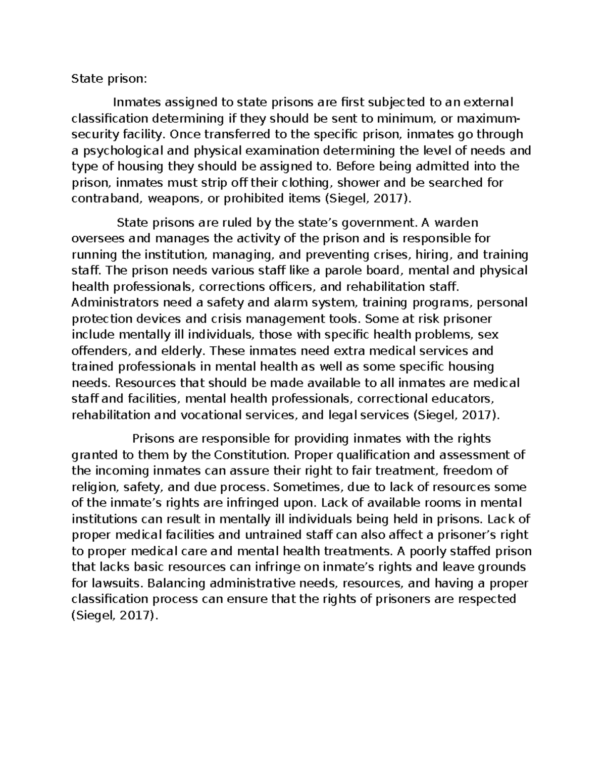 CJ-210 Understanding the Intake Process in State Prisons - Studocu