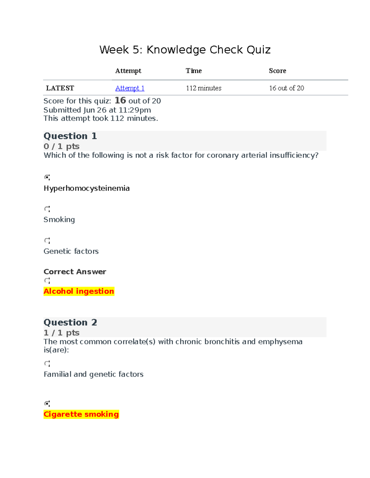 Week 5 Knowledge Check Quiz Results and Feedback - Studocu