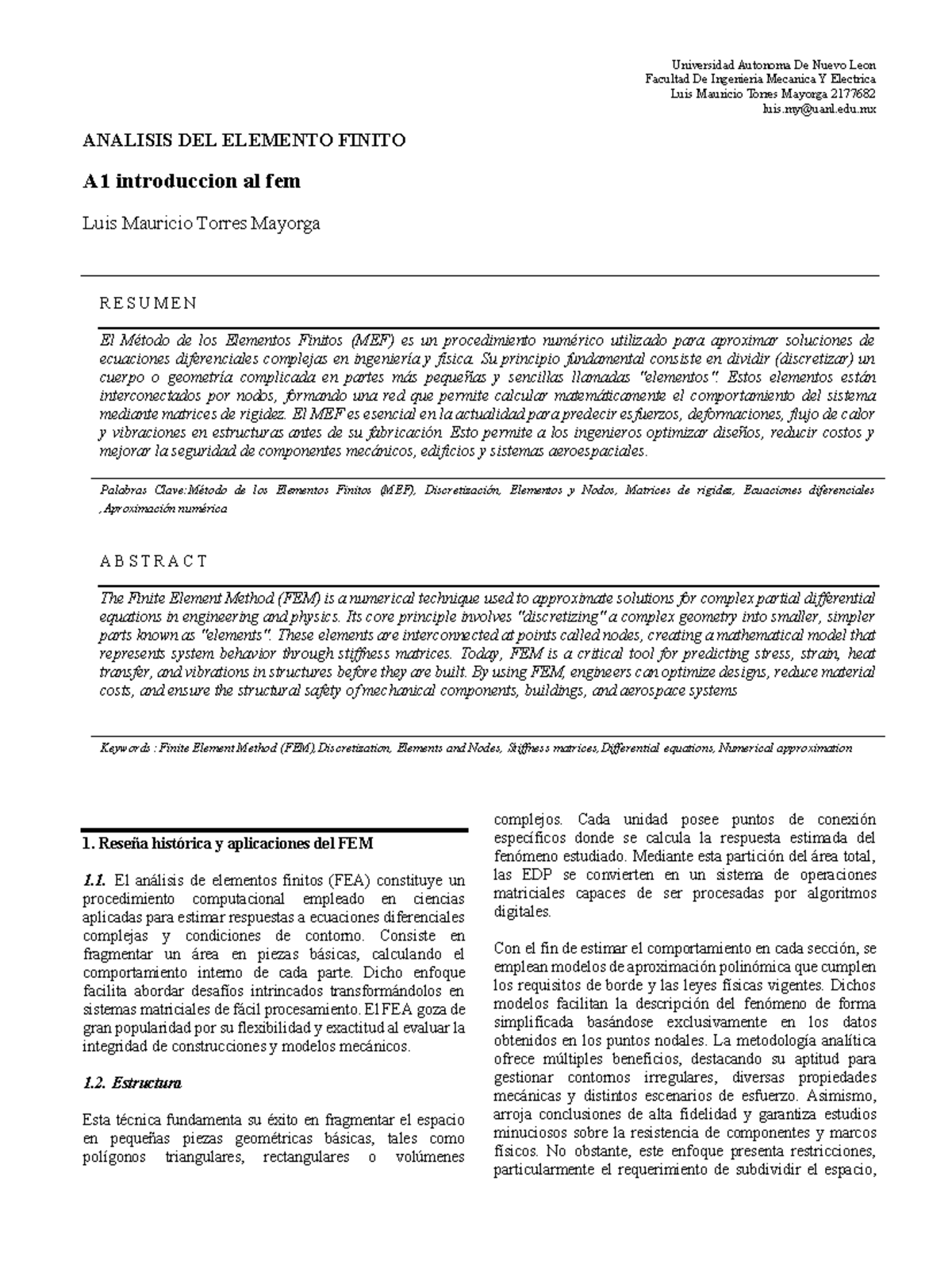Análisis de Elementos Finitos A1 - Introducción al FEM - Studocu