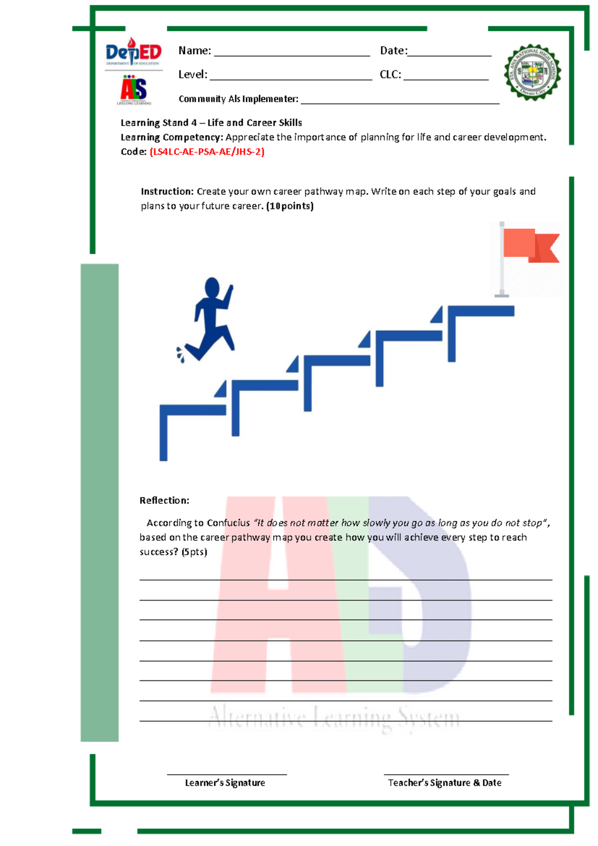 Life and Career Skills Pathway Map: LS4LC-AE-PSA-AE/JHS-2 - Studocu