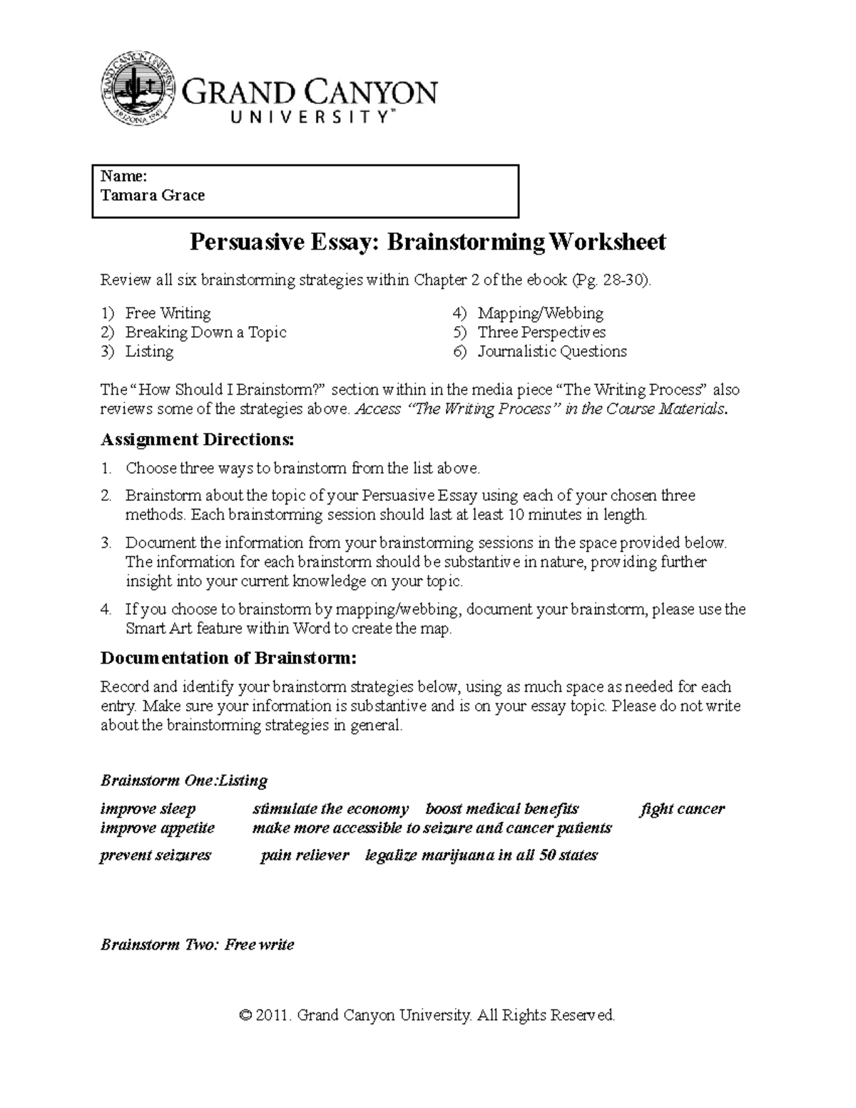 PHI105 T2 Persuasive Essay Brainstorming Worksheet 2023 - Studocu