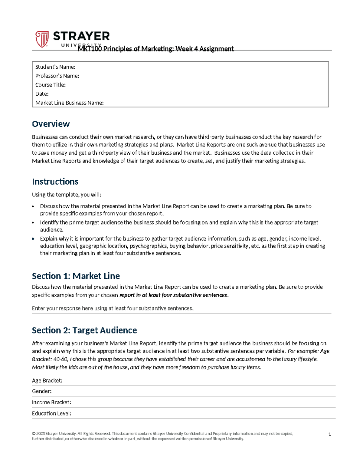 MKT100 Week 4 Assignment: Market Research & Target Audience Analysis ...