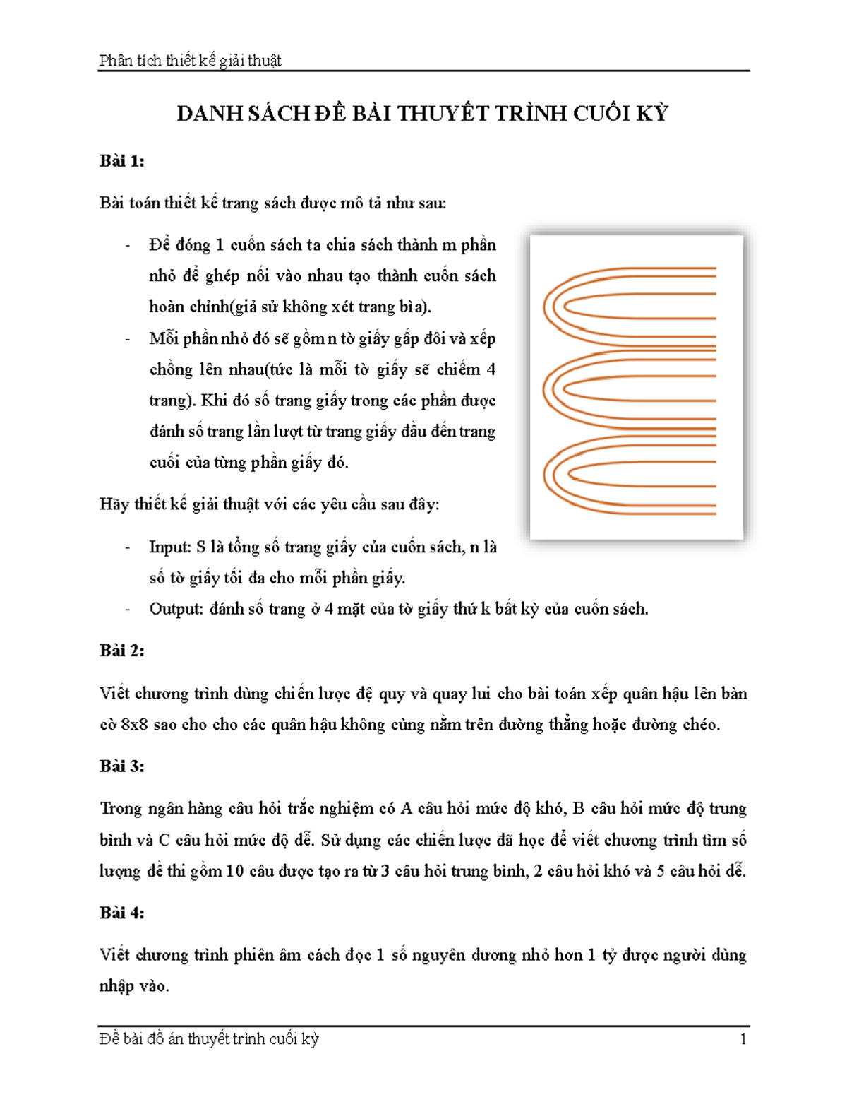 Đề bài Thuyết trình Cuối kỳ - Phân tích và thiết kế Giải thuật (CSE302) - Studocu