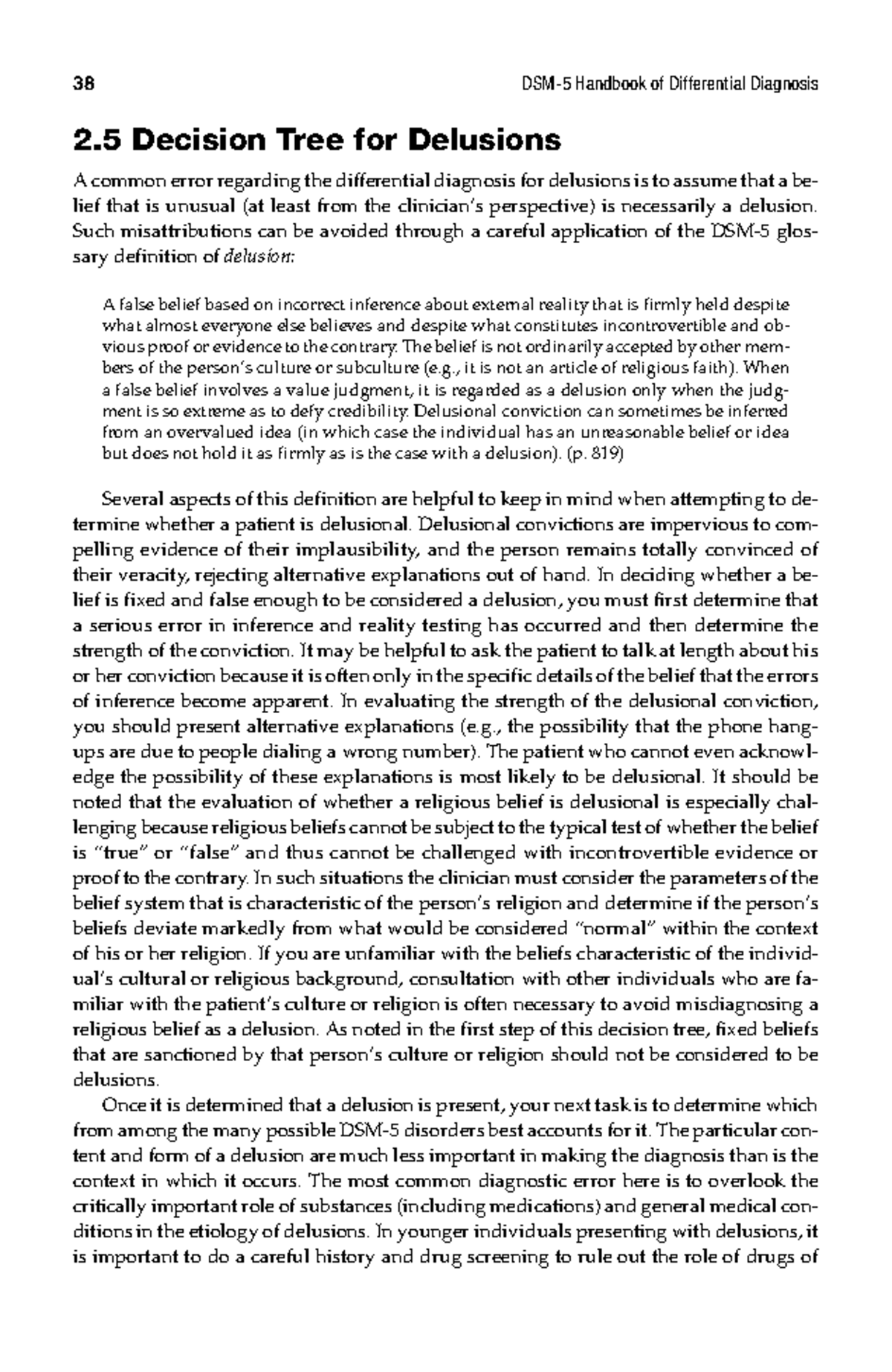 Decision Tree for Delusions: A Comprehensive Analysis in DSM-5 - Studocu