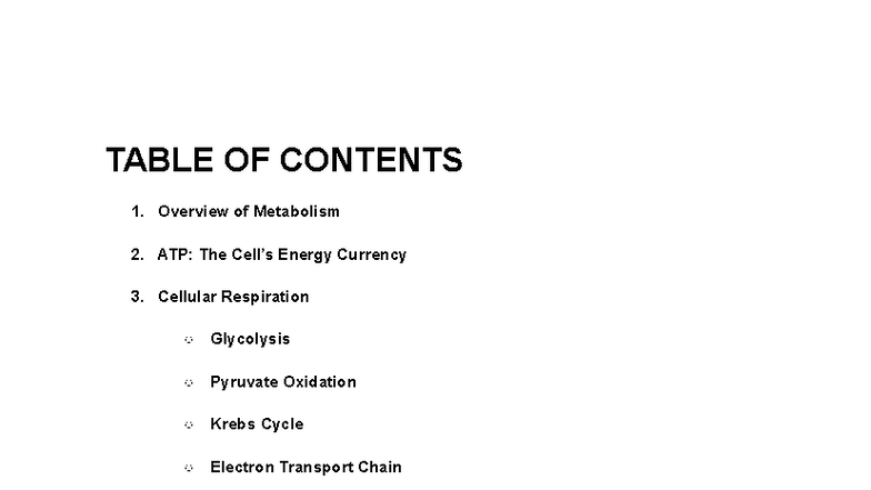 Grade 12 Biology – UNIT 2: Metabolic Processes Overview - Studocu