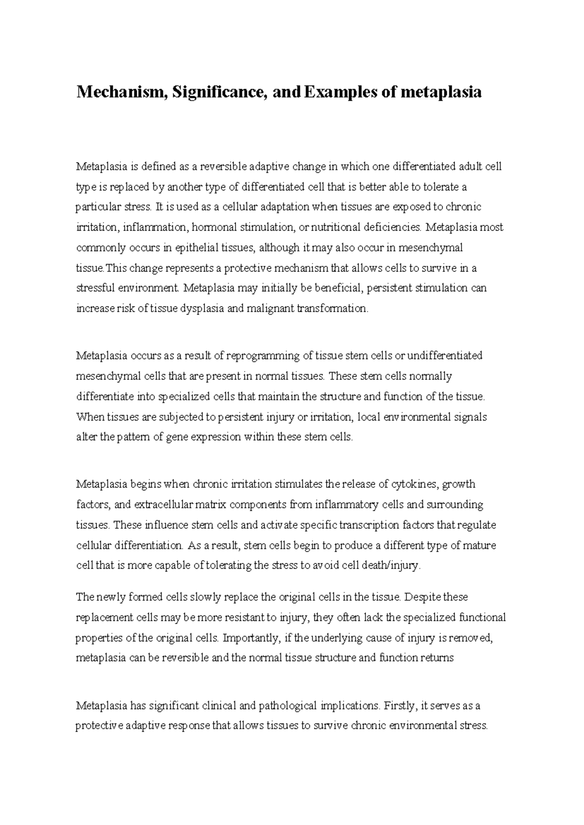 Metaplasia: Mechanisms, Significance & Examples (Robbins Pathology ...