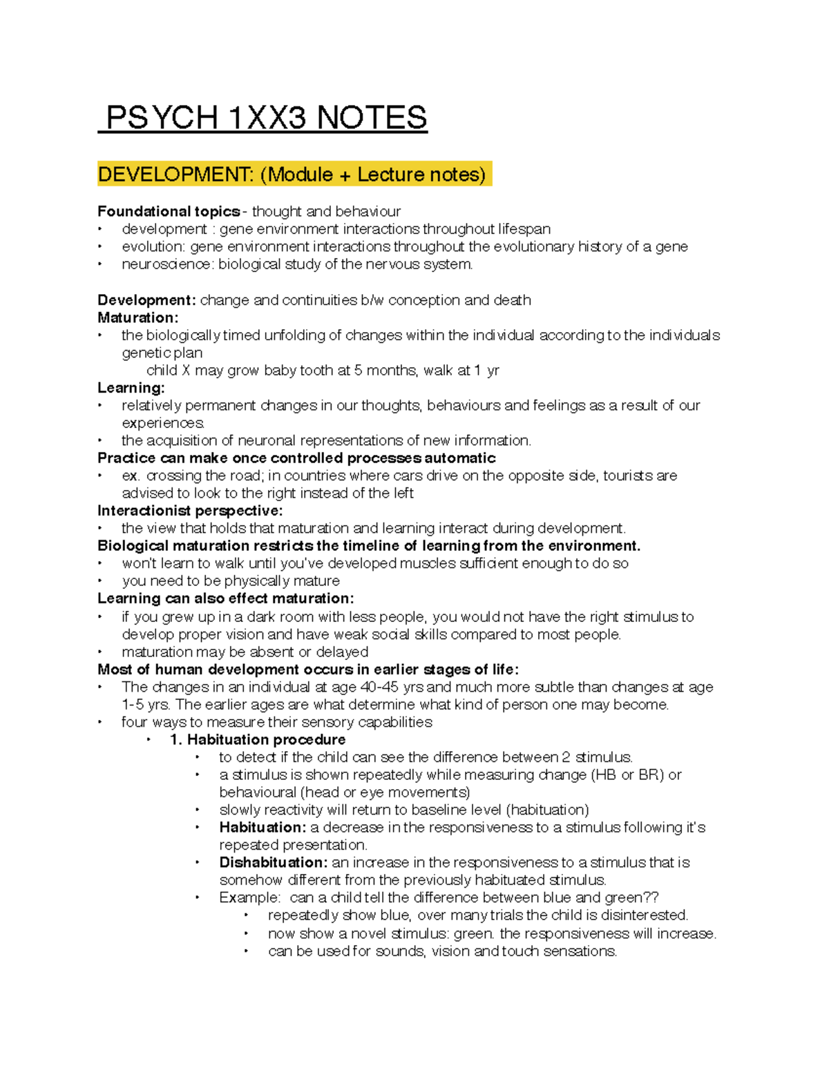 Psych 1XX3 - entire course notes - PSYCH 1XX3 NOTES DEVELOPMENT ...