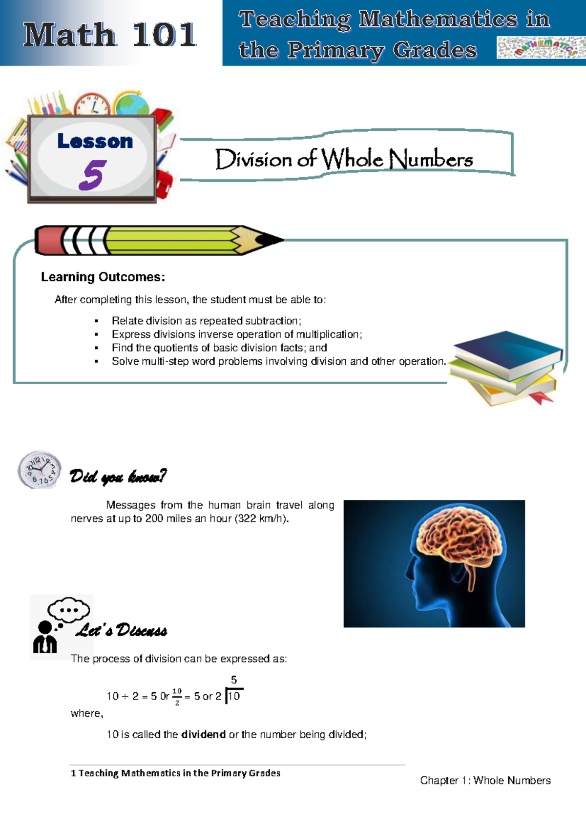 Lesson: Division of Whole Numbers 5 - Key Concepts and Word Problems ...