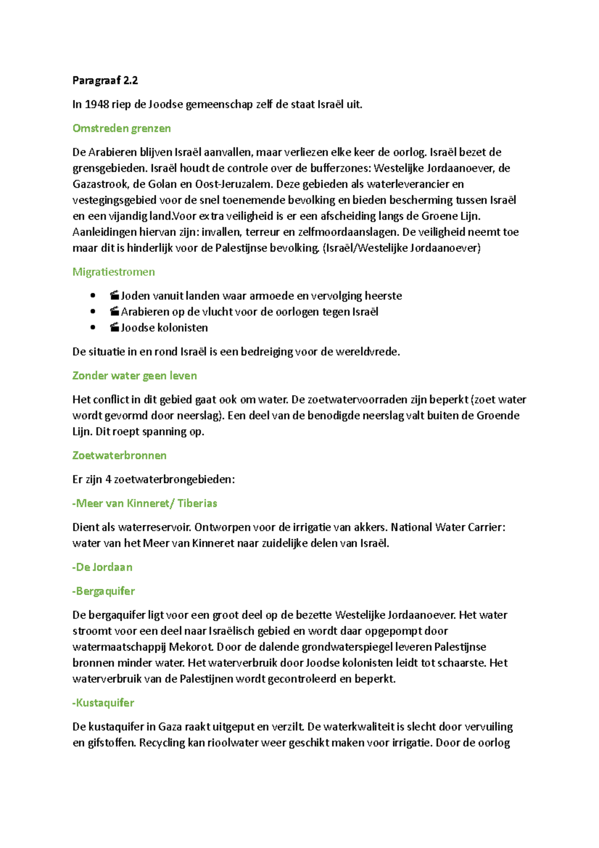 H2 Arm en Rijk - Belangrijkste Aantekeningen over Waterconflicten ...
