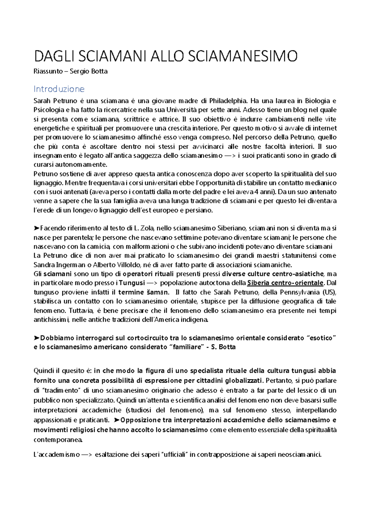 Sciamani e Sciamanesimo - DAGLI SCIAMANI ALLO SCIAMANESIMO Riassunto 3 ...