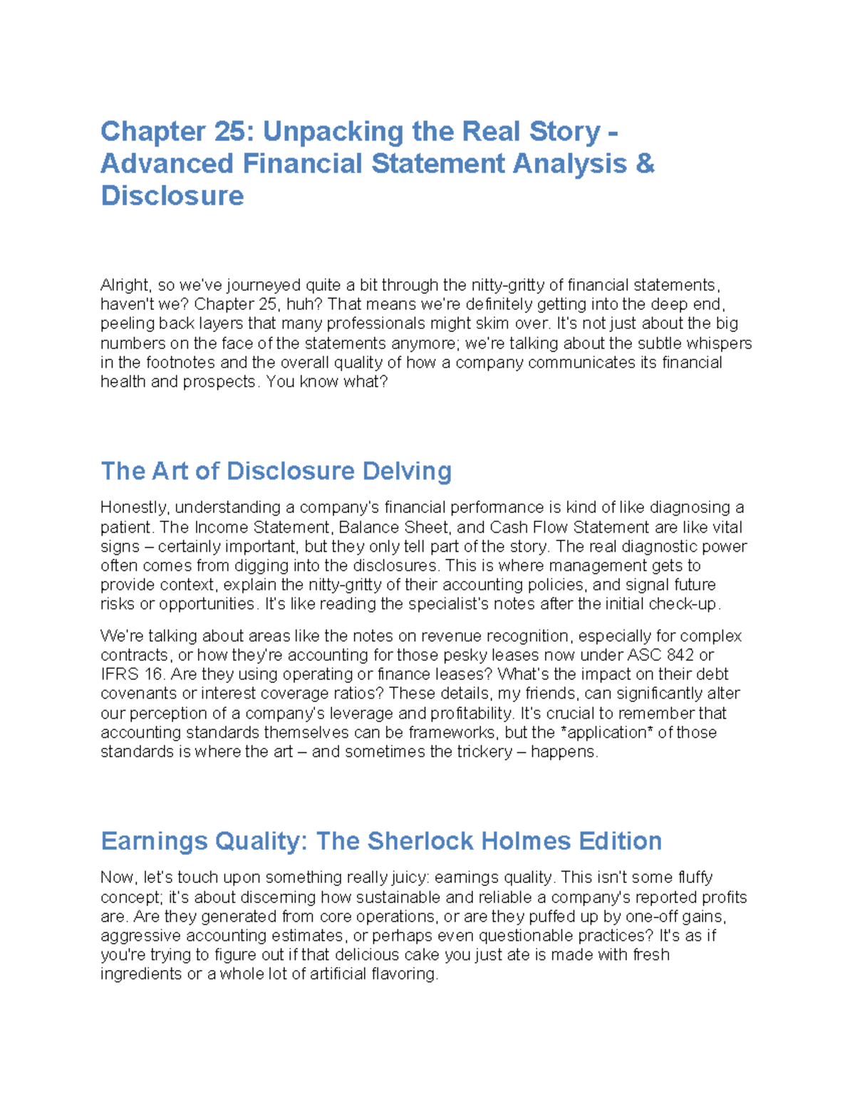Chapter 25: Advanced Financial Statement Analysis & Disclosure Insights ...