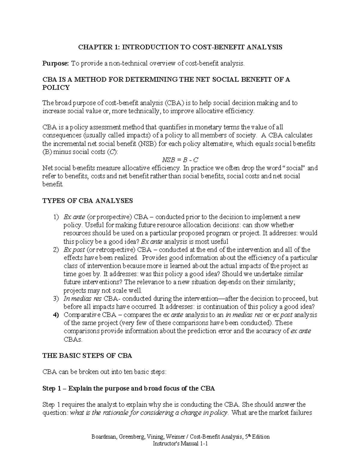 CBA 101: Key Concepts & Methodologies in Cost-Benefit Analysis - Studocu