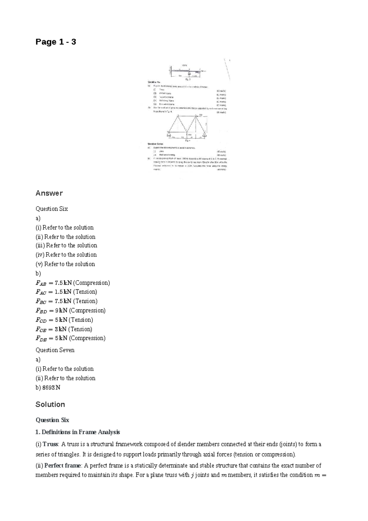 Frame Analysis and Truss Solutions - Gpai-20260211-tsk - Studocu