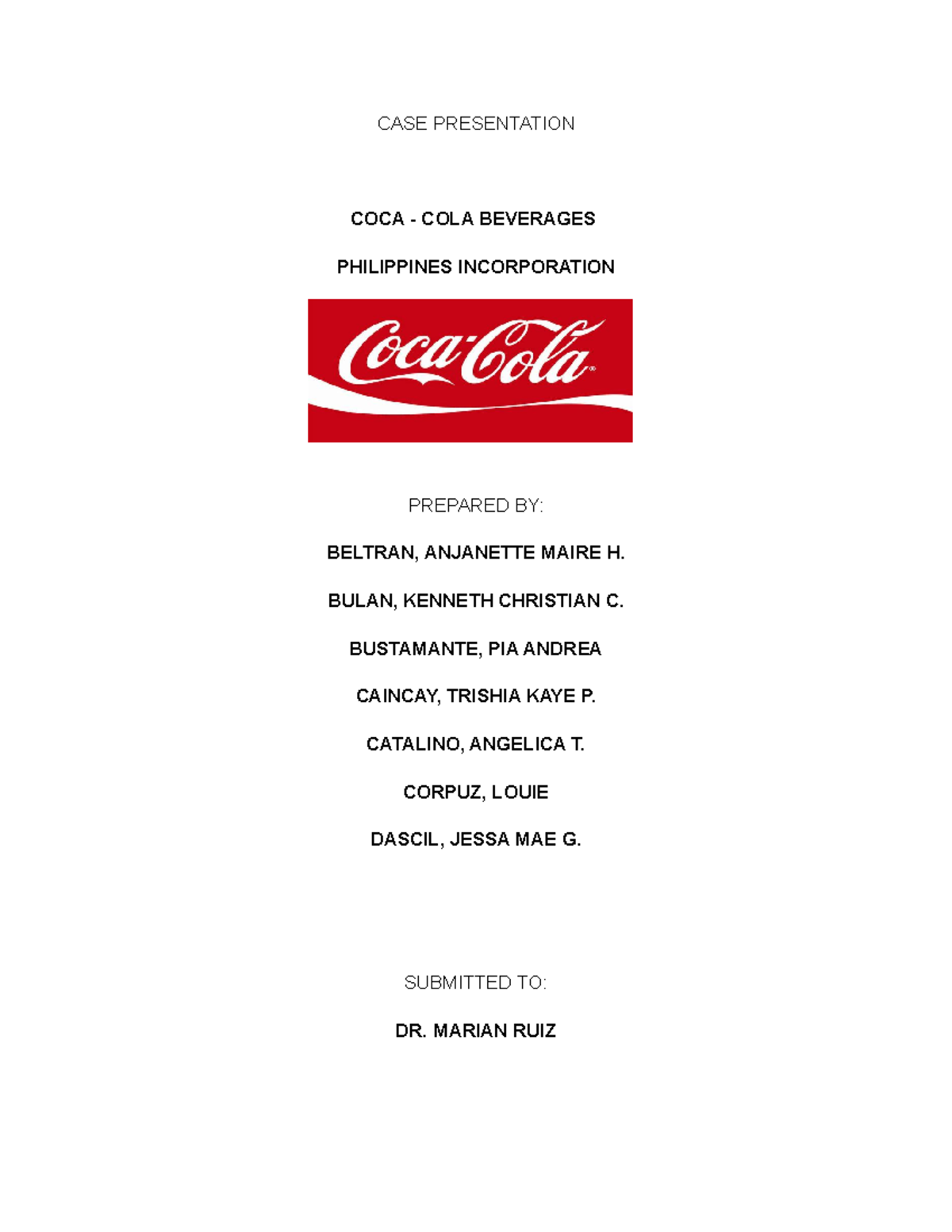 Coca-Cola Beverages Case Study Presentation: Chapters 1-5 Overview ...