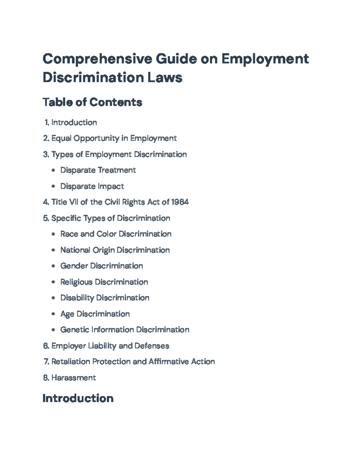 Comprehensive Guide to Employment Discrimination Laws and Protections ...