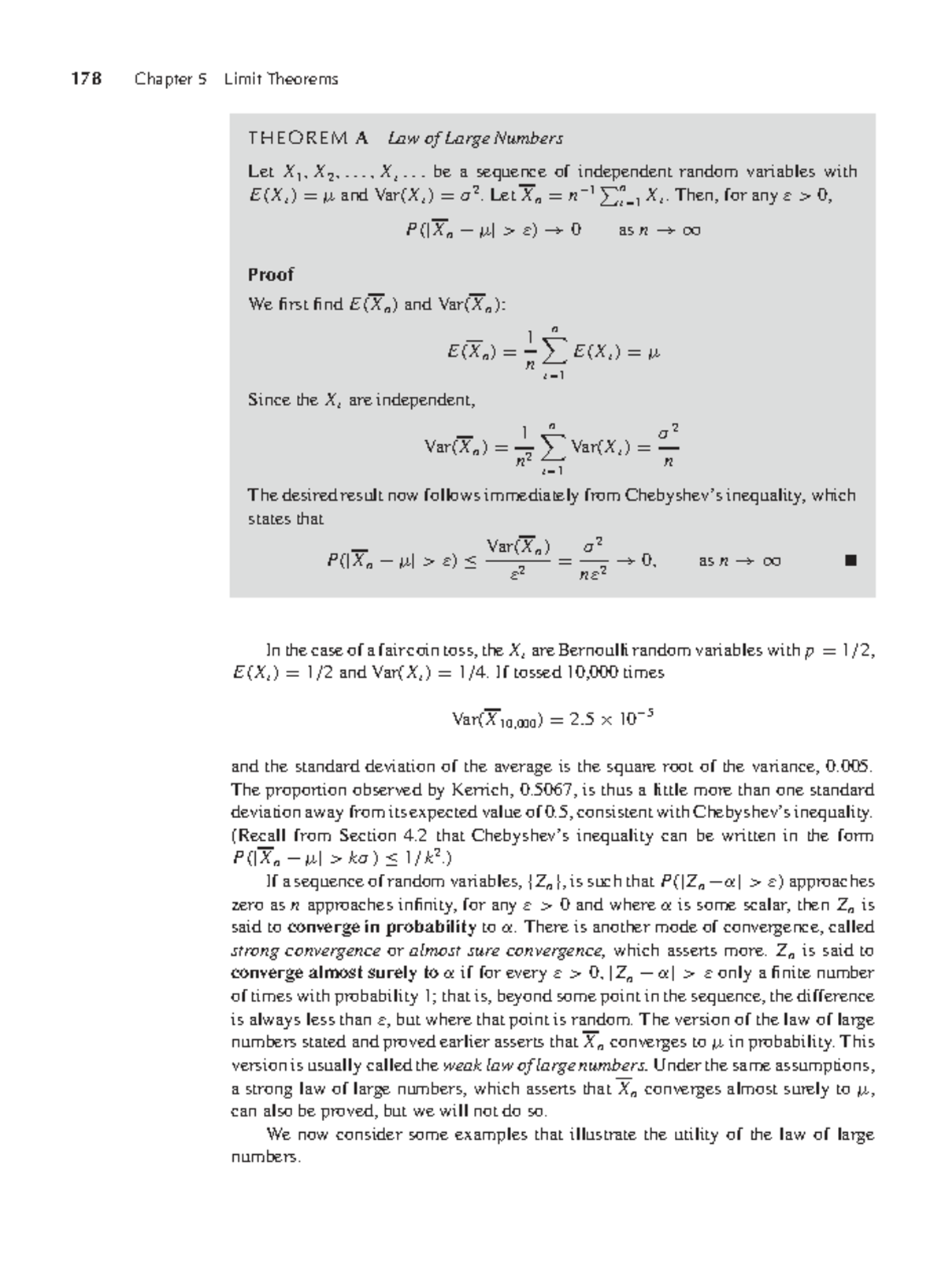 178 Chapter 5: Limit Theorems and the Law of Large Numbers - Studocu