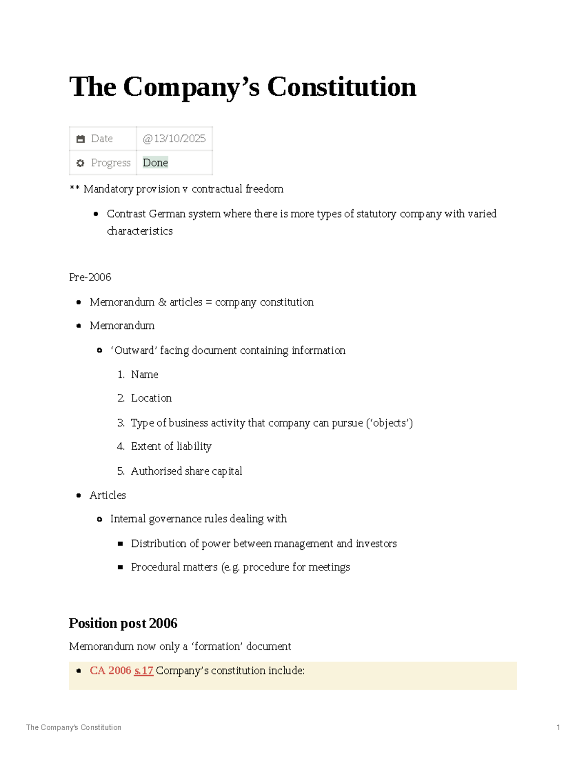Company's Constitution: Understanding Articles and Governance (LAW 101 ...
